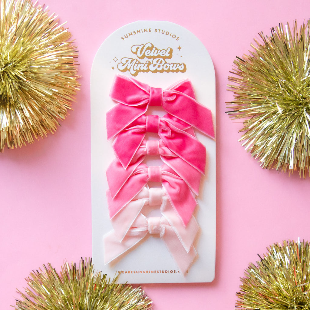 Velvet Mini Bows | Pink – Pigment