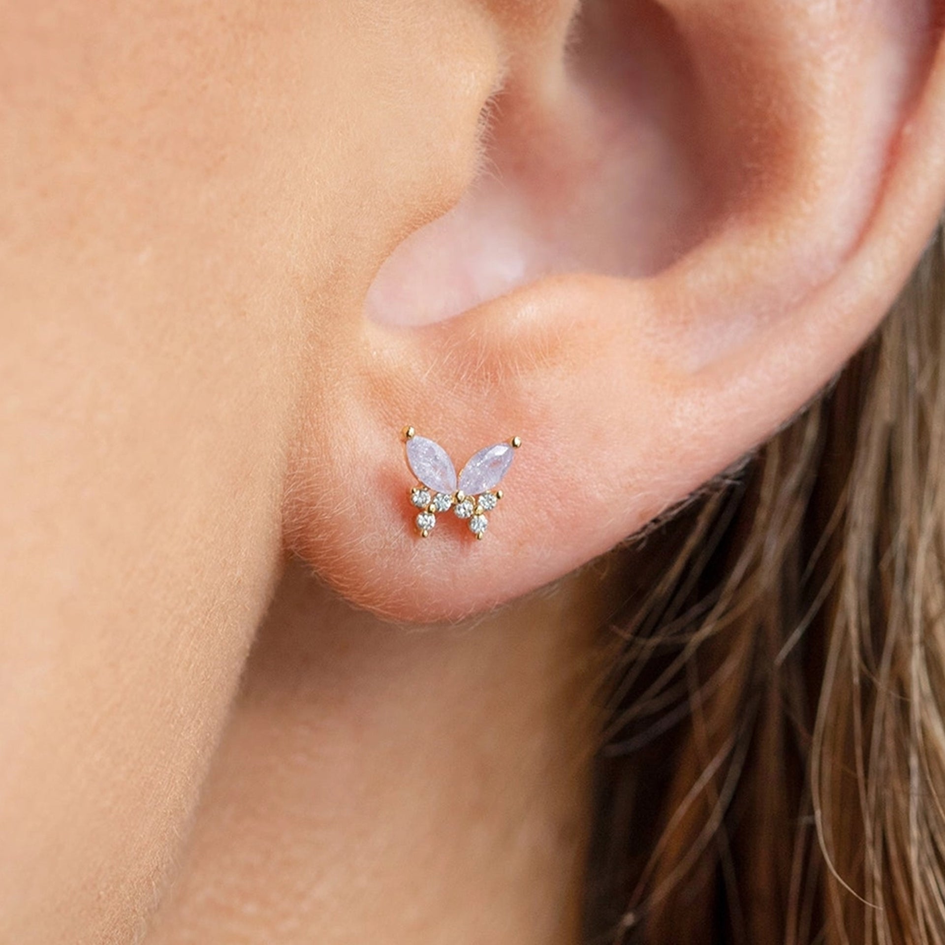 Remember Me Butterfly Studs | Gold/Lavender – Pigment