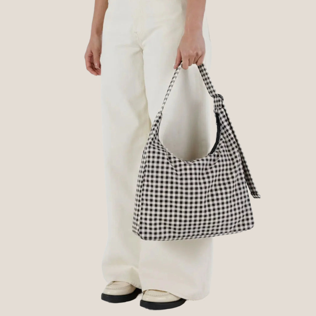 Black White Gingham Shoulder Bag - Checkered Handbag | Pigment
